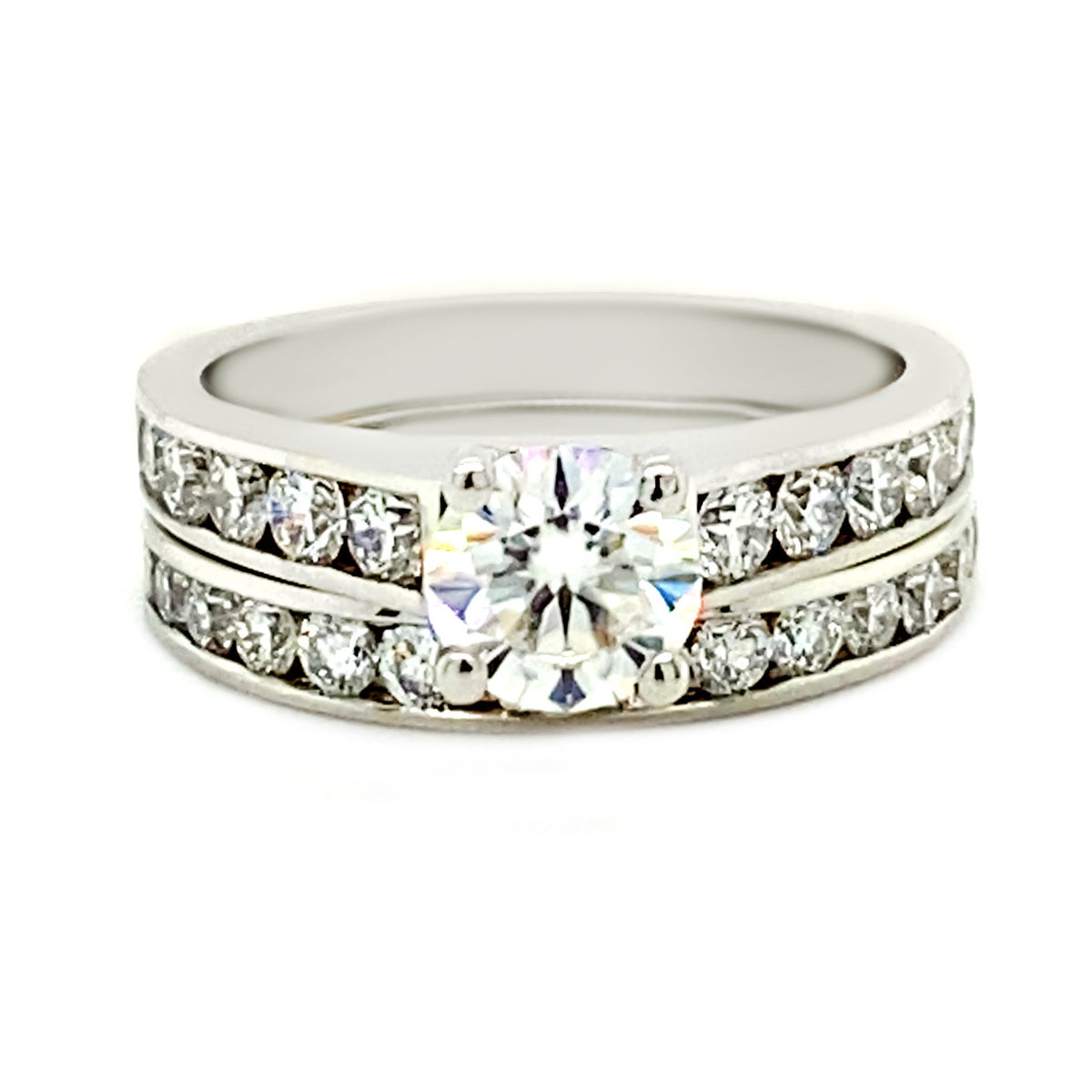 14kt White Gold Moissanite & Diamond Wedding Set – Bellagio Jewellers II
